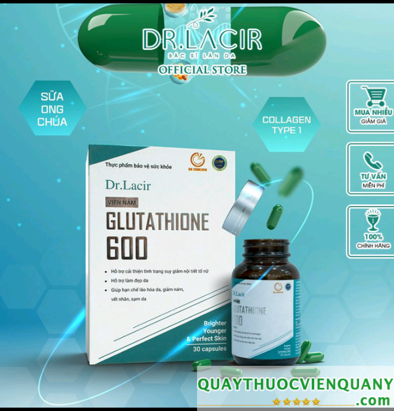 Viên Uống Trắng Da Glutathione 600 Dr Lacir Nhập Khẩu Nhật Bản